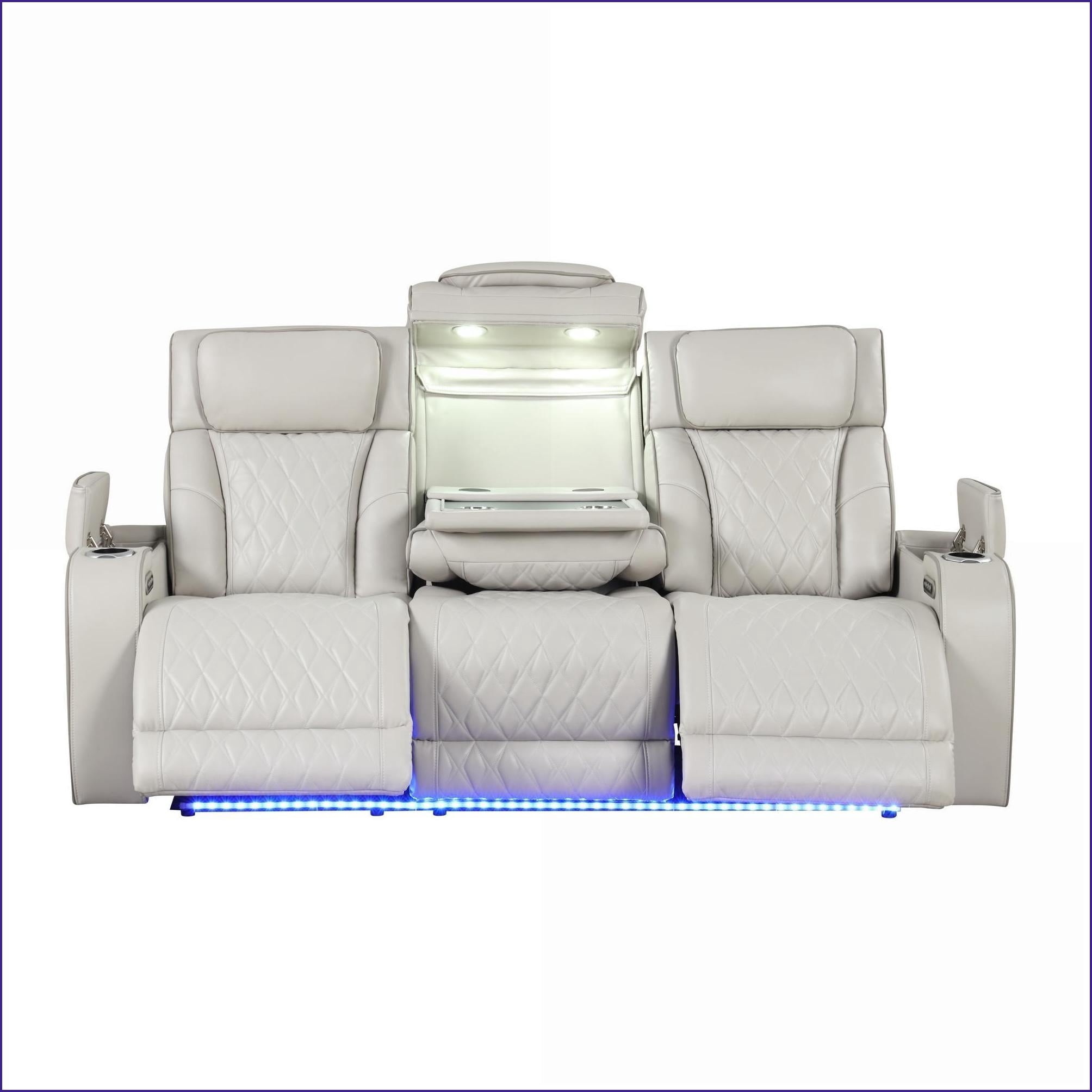 Recliner Sofa, Modern 86"W with Power Recline, Massage, LED Lights ...