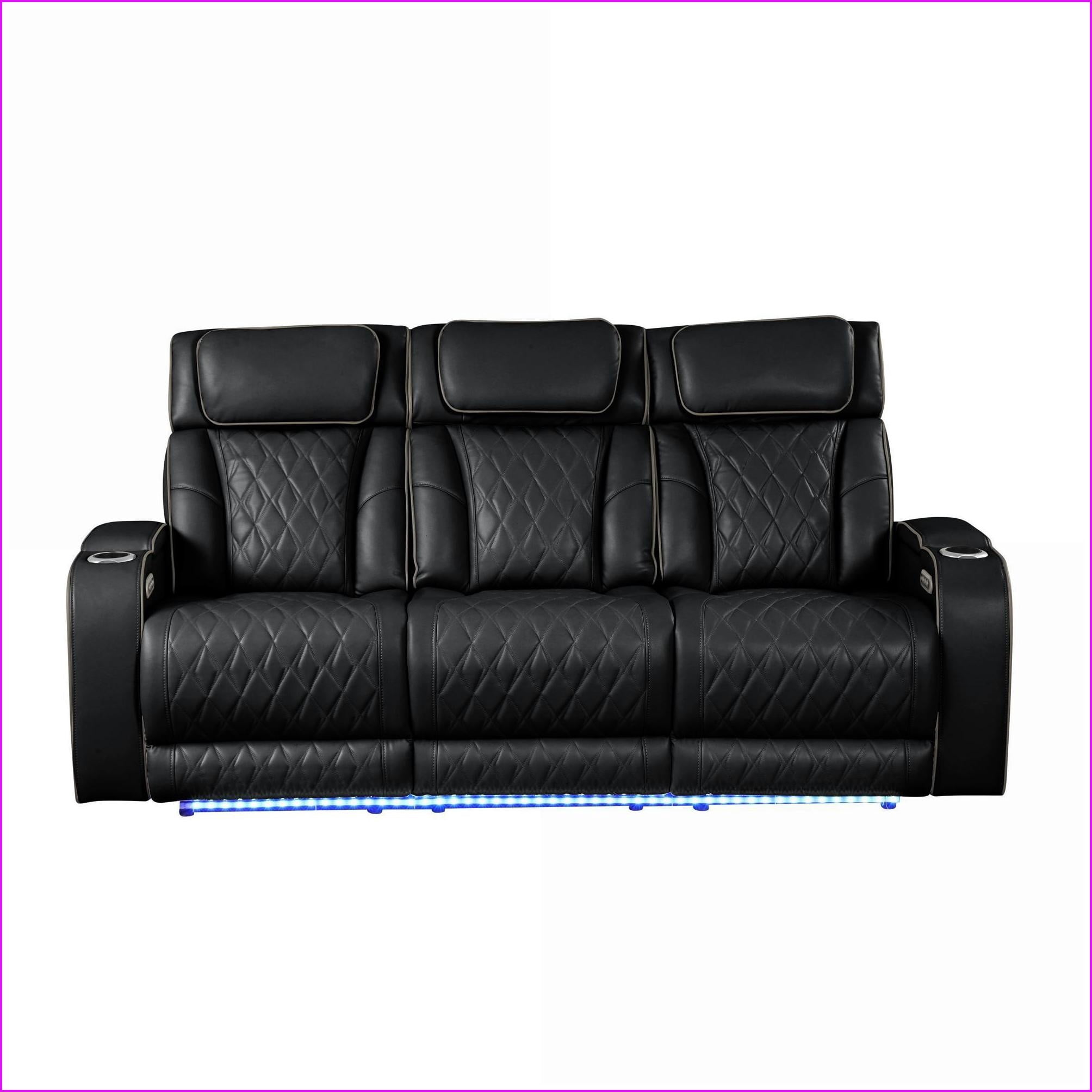 Recliner Sofa, Modern 86"W with Power Recline, Massage & LED Lights ...