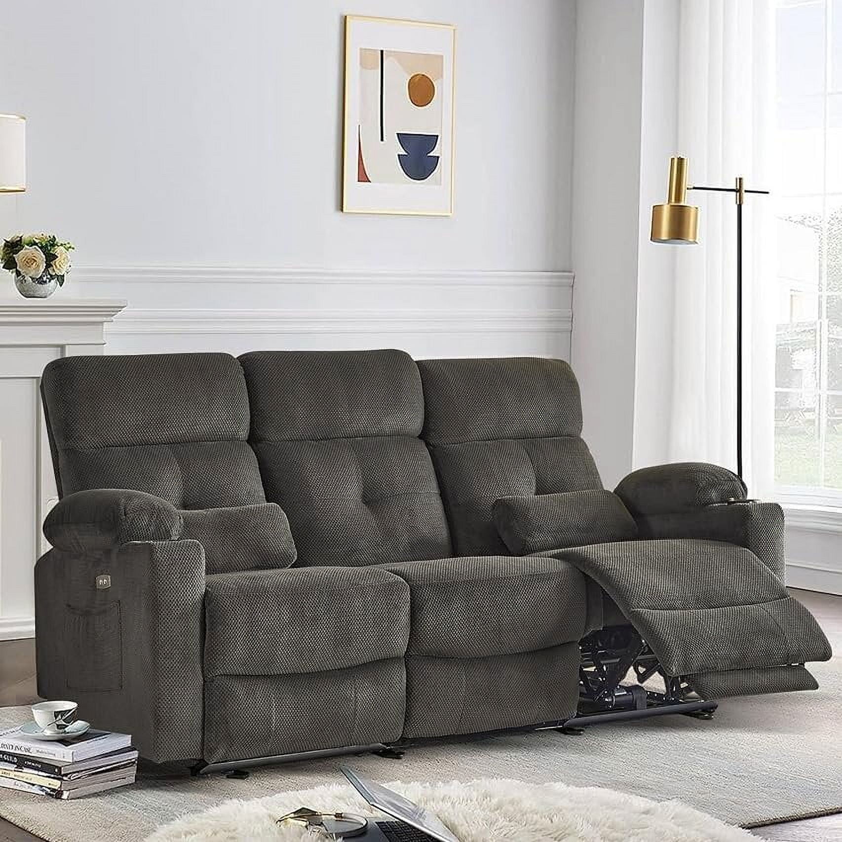 Recliner Sofa, Power Reclining Sofa with Heat and Massage, 3 Seater ...