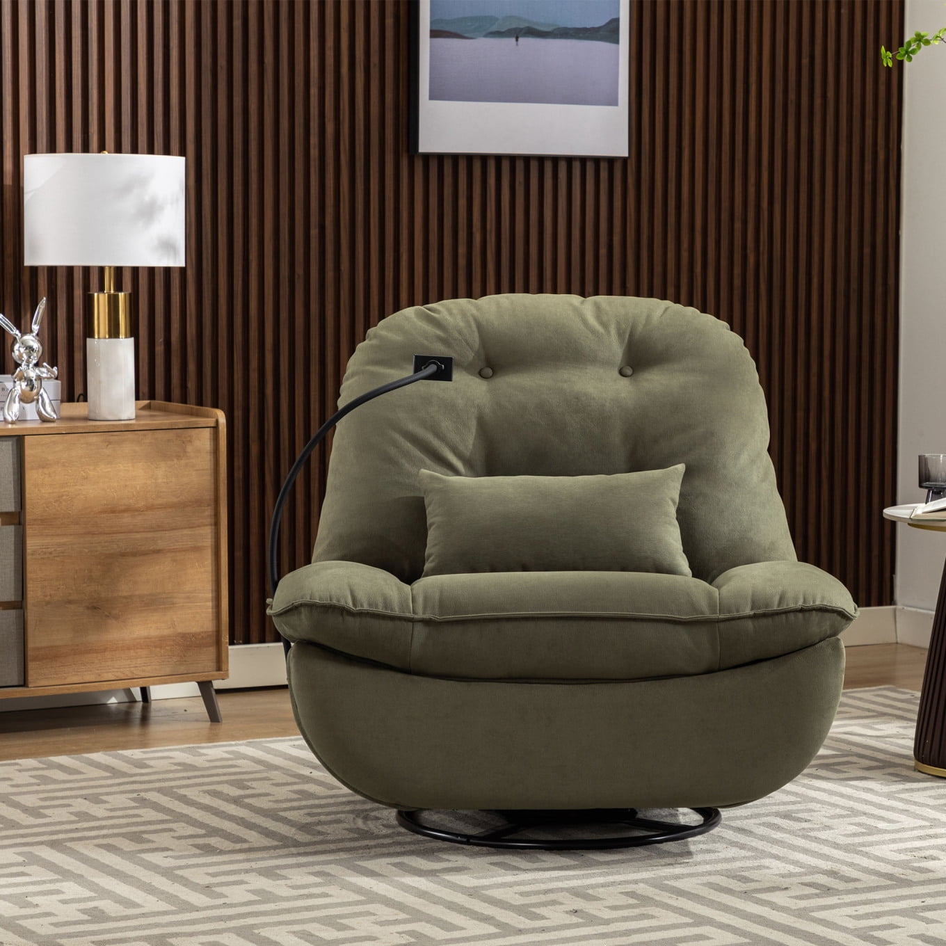 Recliner Sofa with USB Charger and Bluetooth, Swivel Single Chair with ...