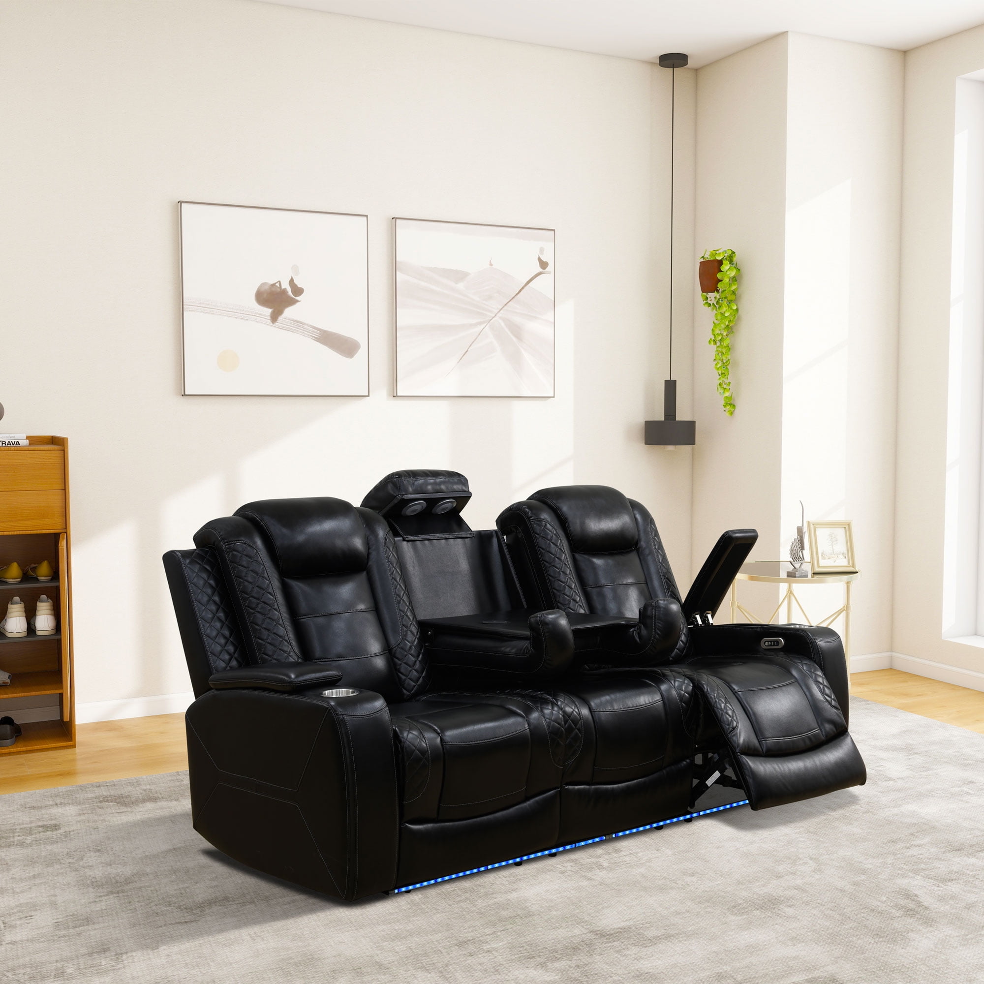 Recliner Sofa with LED Lights, Living Room Furniture Set, Breathing ...