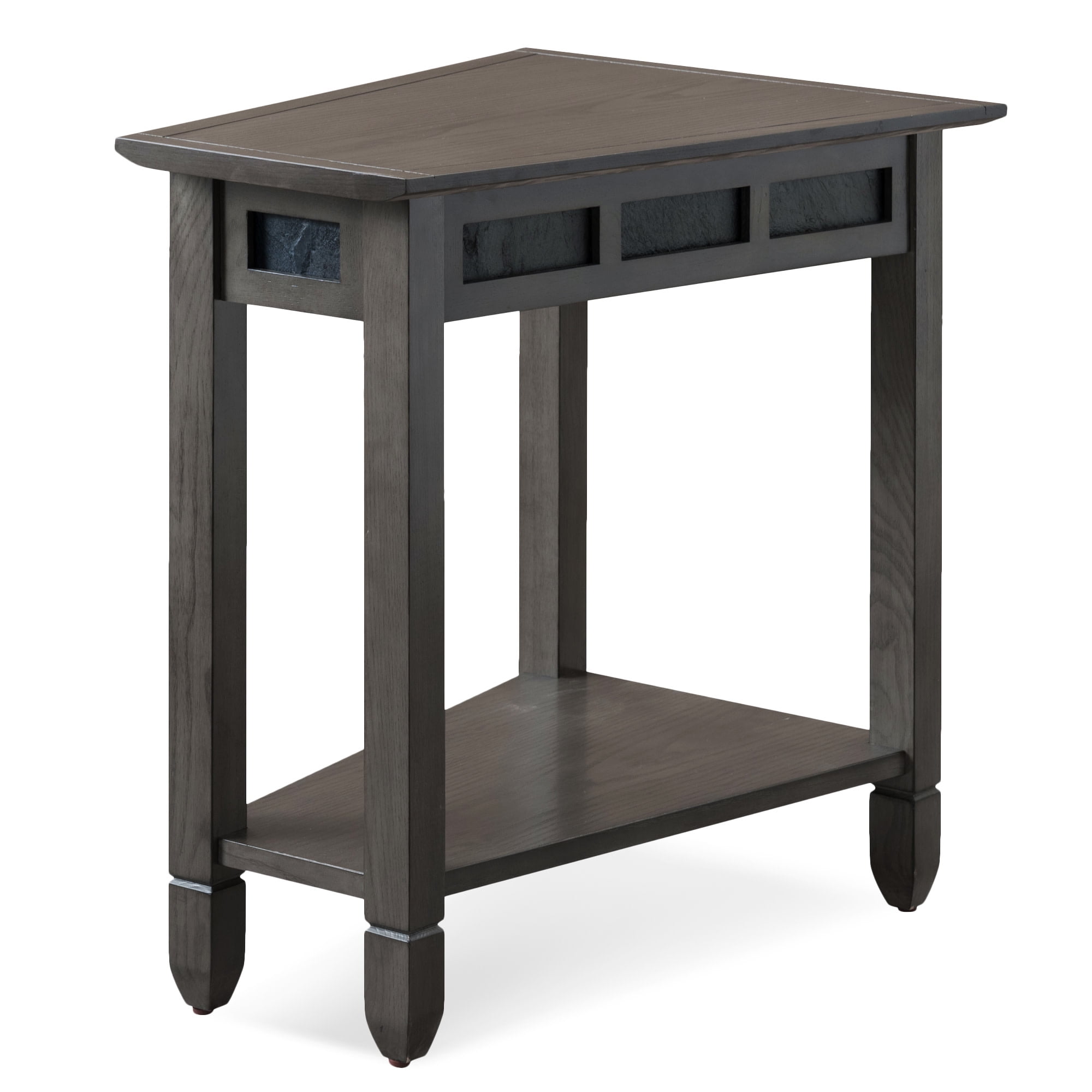 Leick Home Smoke Gray Oak Recliner Wedge Table with Black Slate Details ...