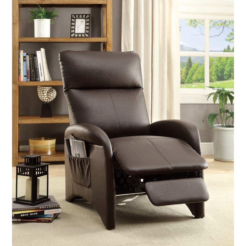 Recliner With High Back and Side Pocket In Espresso Brown - Walmart.com