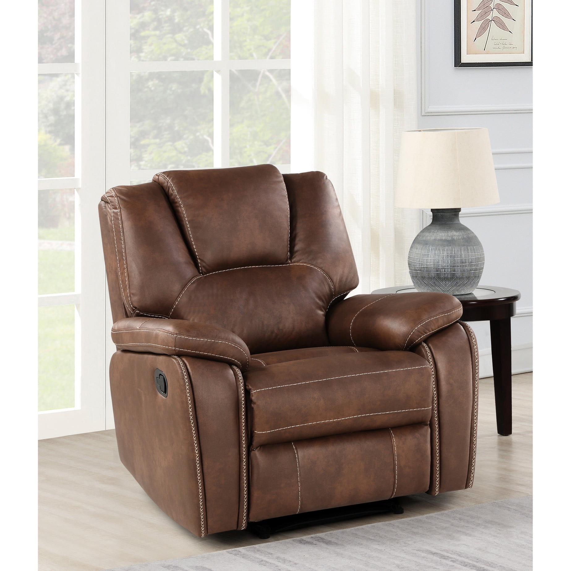 Recliner for Home Use | Recline to Elevate Head | Padded Faux Leather ...