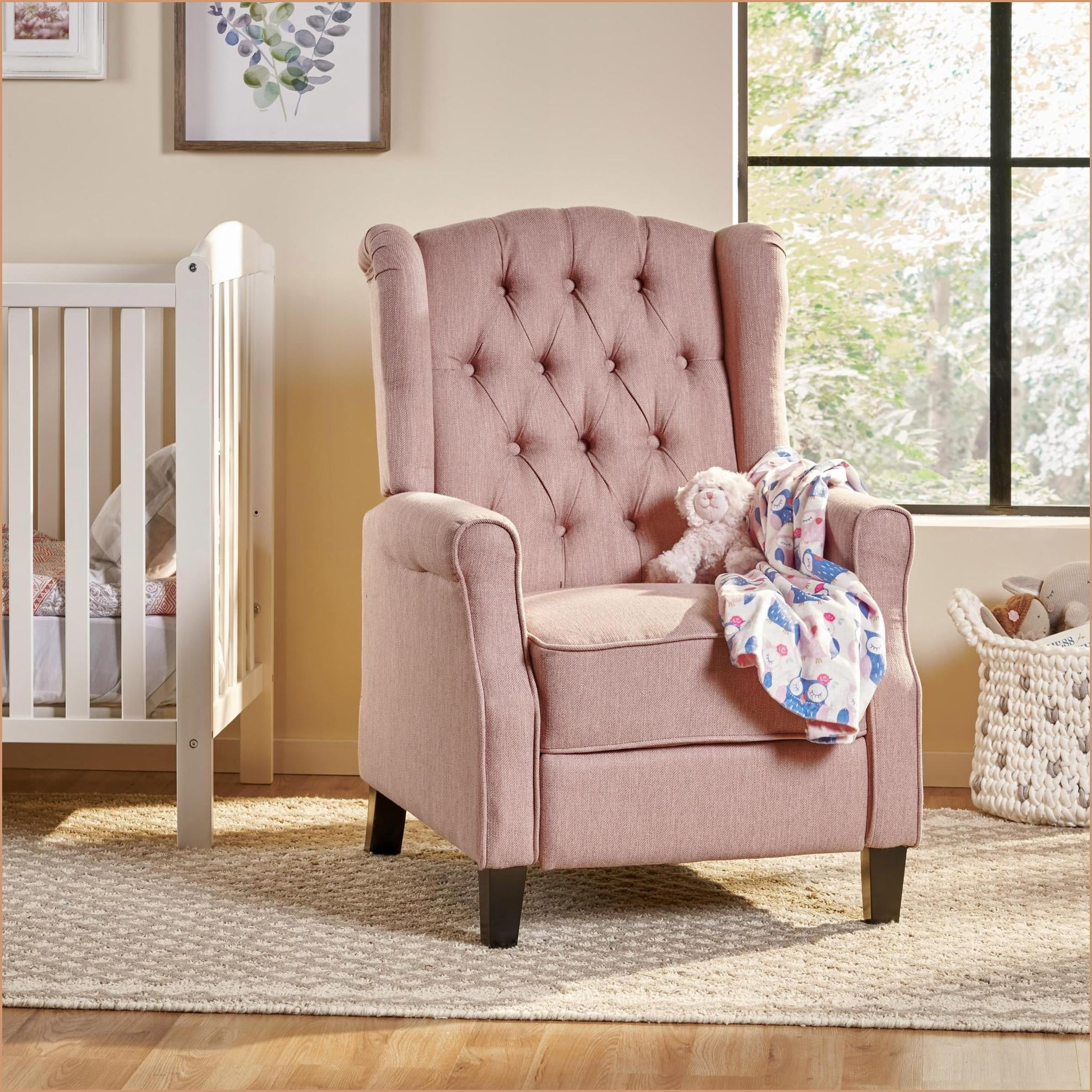 Recliners 28” Wide Contemporary Wing Chair Push-Back Recliner | Fabric ...