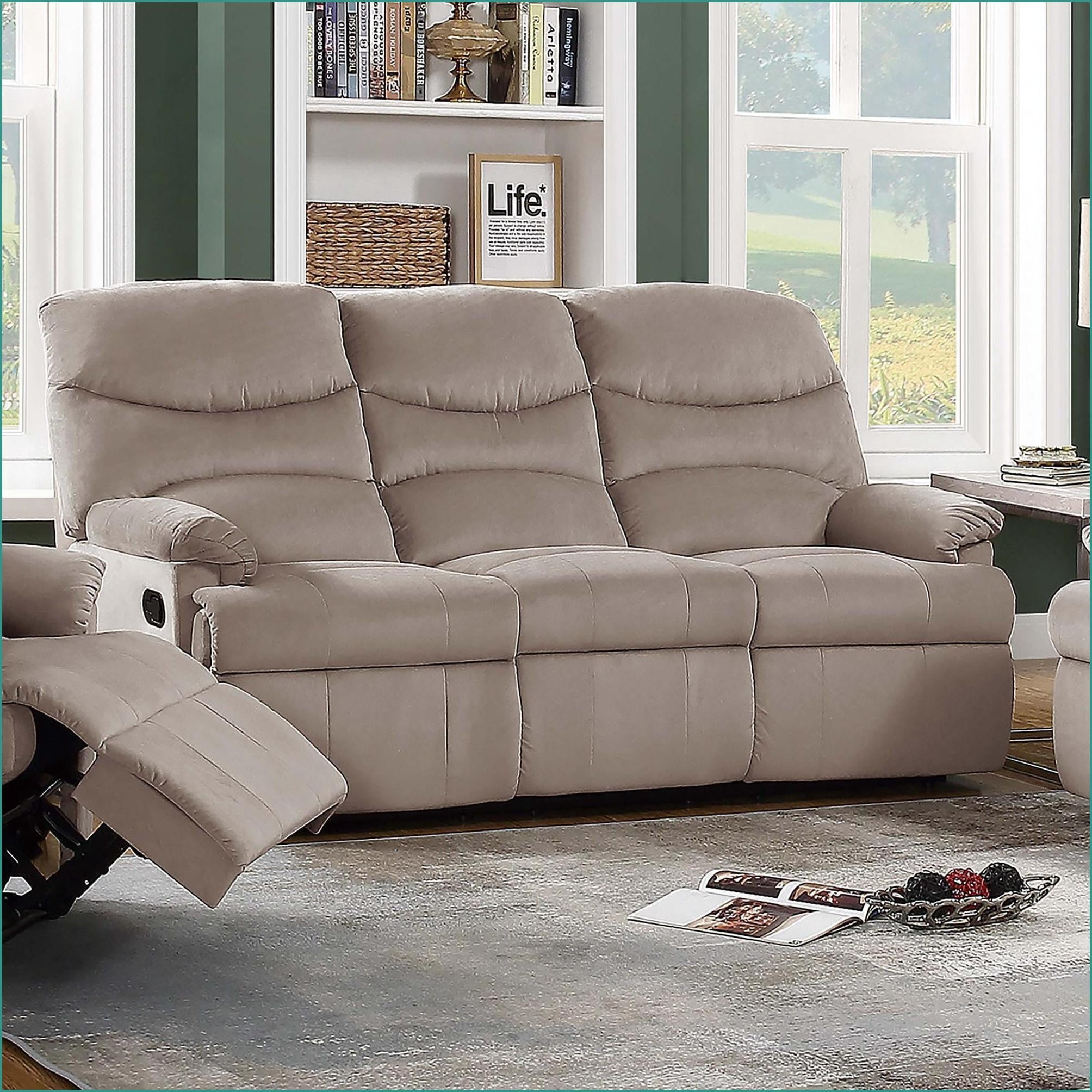 Recliners 3-Seater Manual Reclining Sofa, Plush Comfort | Light Brown ...