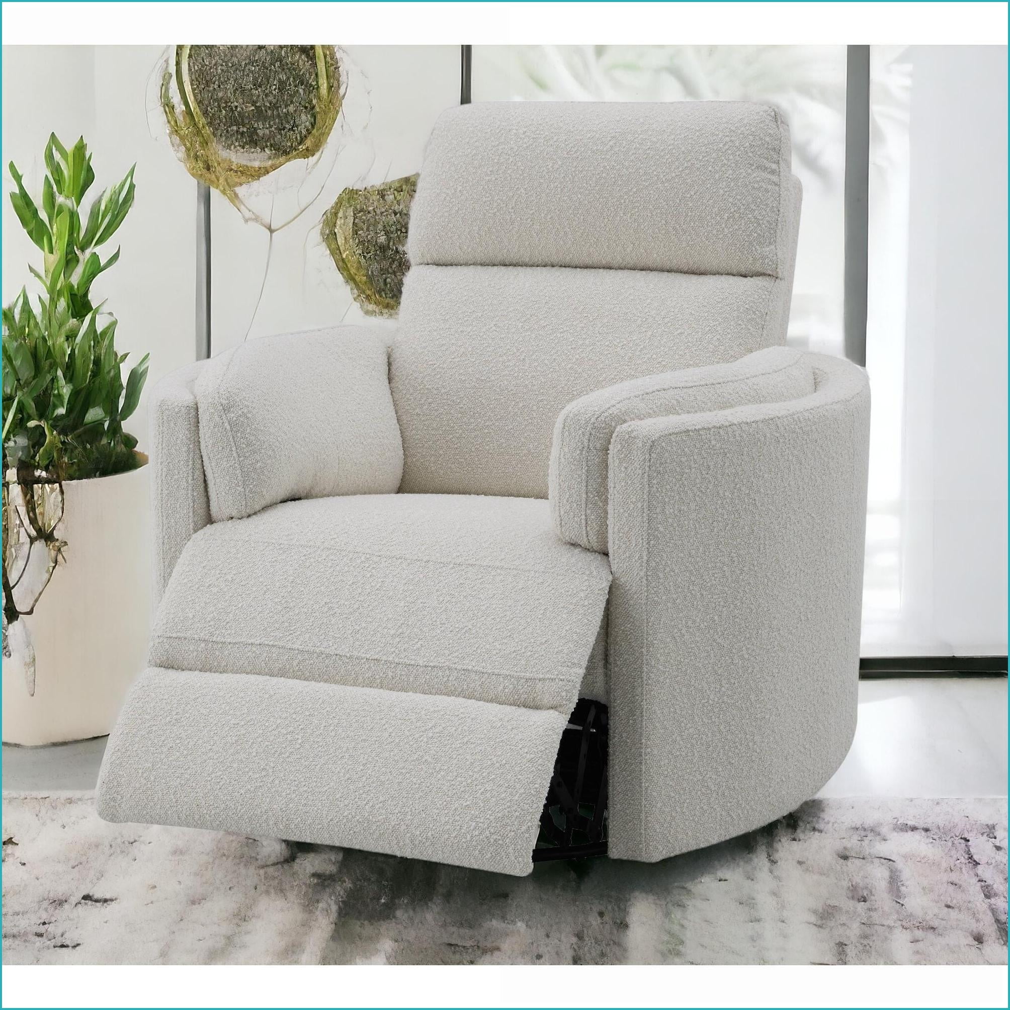 Recliners, Beige Boucle Glider Recliner with Swivel | Versatile Style ...