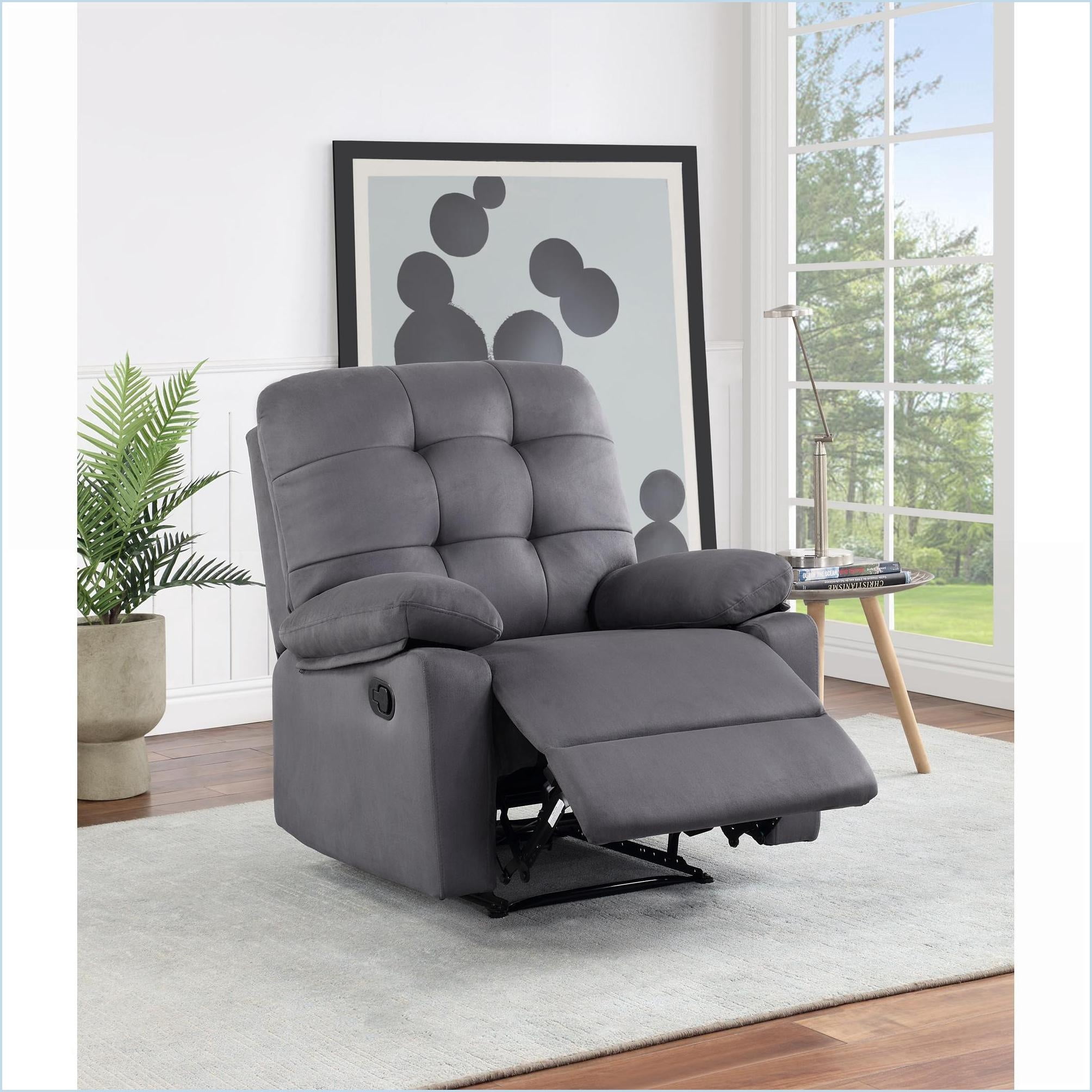 Recliners, Contemporary Manual Motion Recliner with Tufted Back ...