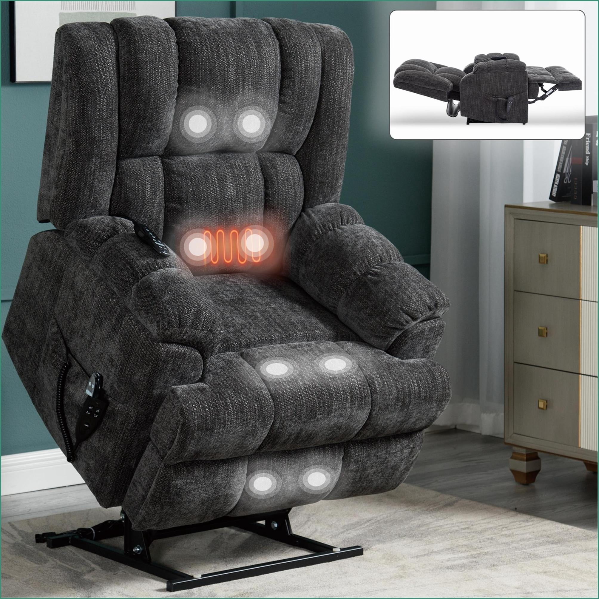 Recliners: Electric Power Lift Chair with Dual Motor, Heat Massage ...