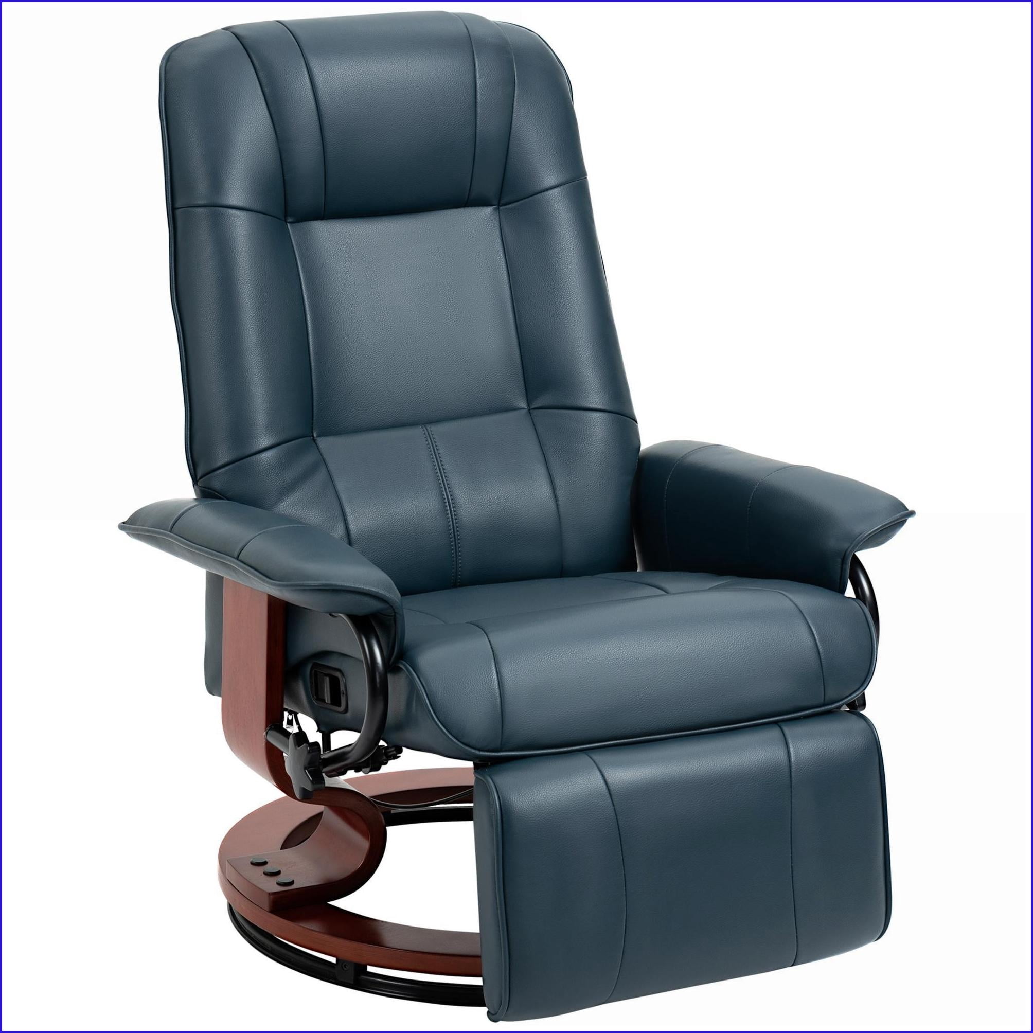 Recliners | Modern Manual Recliner with Swivel Wood Base, Royal Blue ...