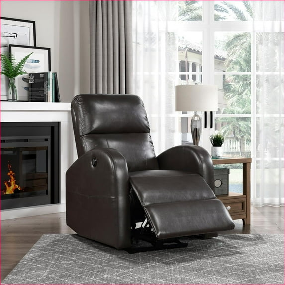 Recliners, Modern Power Motion Reclining Chair | Walnut Brown Faux ...