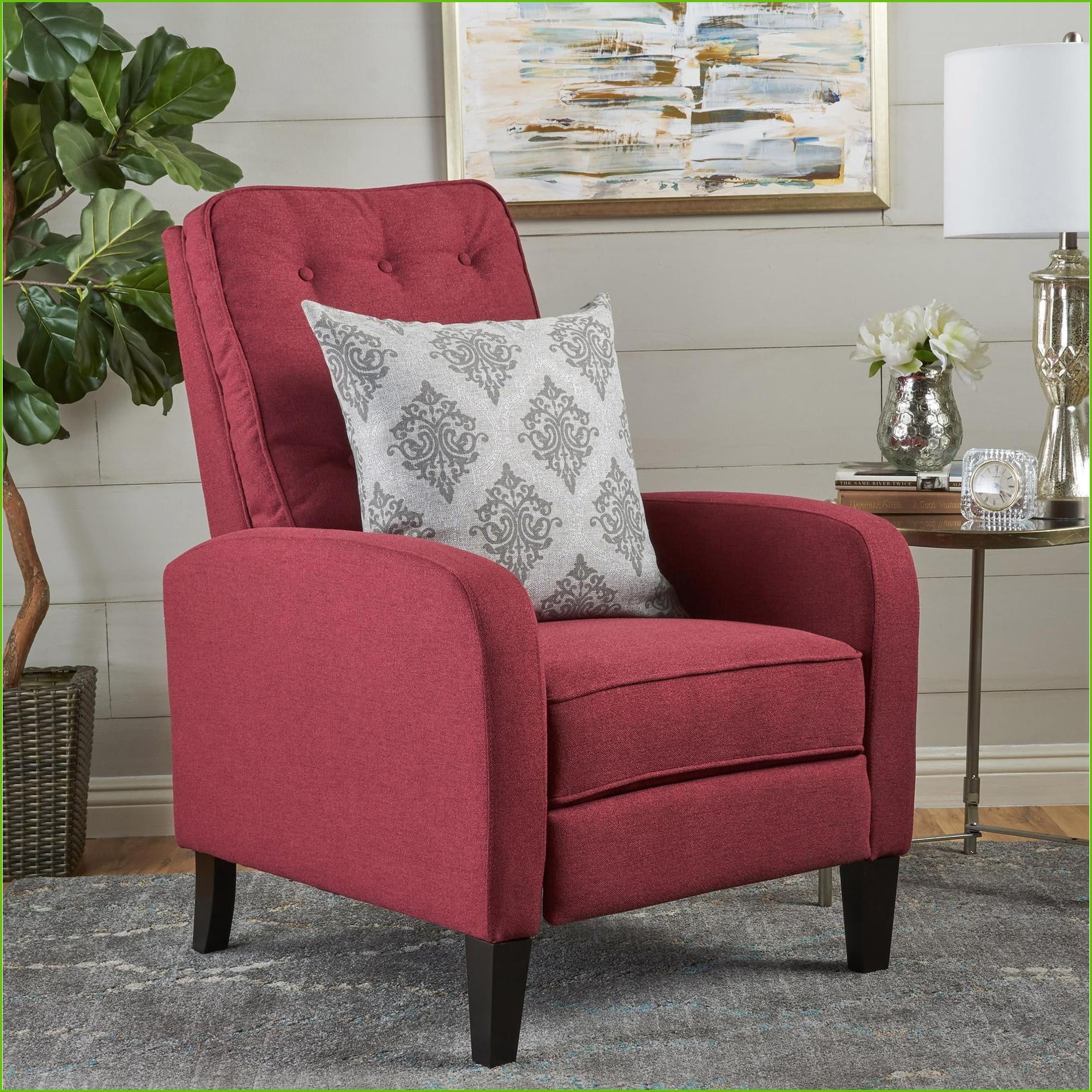 Recliners: Modern Pushback Tufted Recliner, 100% Polyester Fabric ...