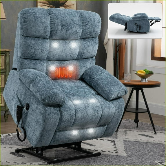 Recliners Oversized Dual Motor Power Lift Chair with Heat Massage ...