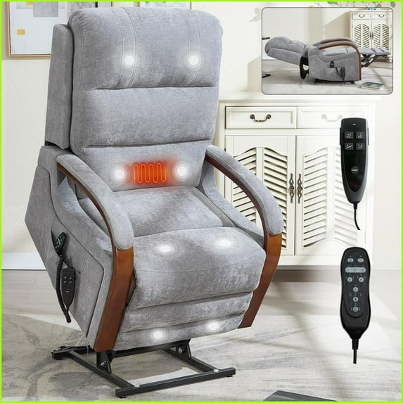 Recliners Power Lift Chair with Dual Motor, Heat Massage & Infinite ...