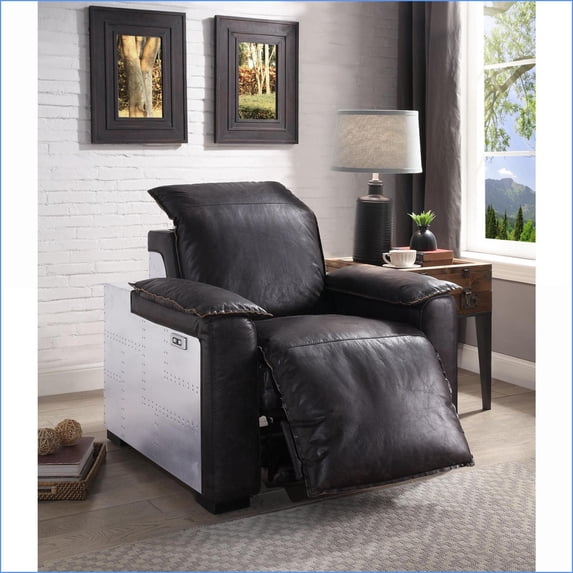 Recliners, Power Motion Top Grain Leather Recliner | Dark Brown ...