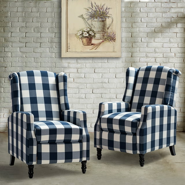 Recliners Push Back Accent Chairs Set of 2 Armchairs Sofa Wingback ...