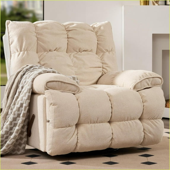 Recliners, Sitjoy Classic 360° Rotation Manual Recline Recliner | Cream ...