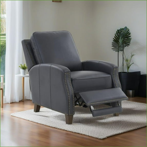 Recliners Traditional Push Back Recliner with Nailhead & Wood Legs ...