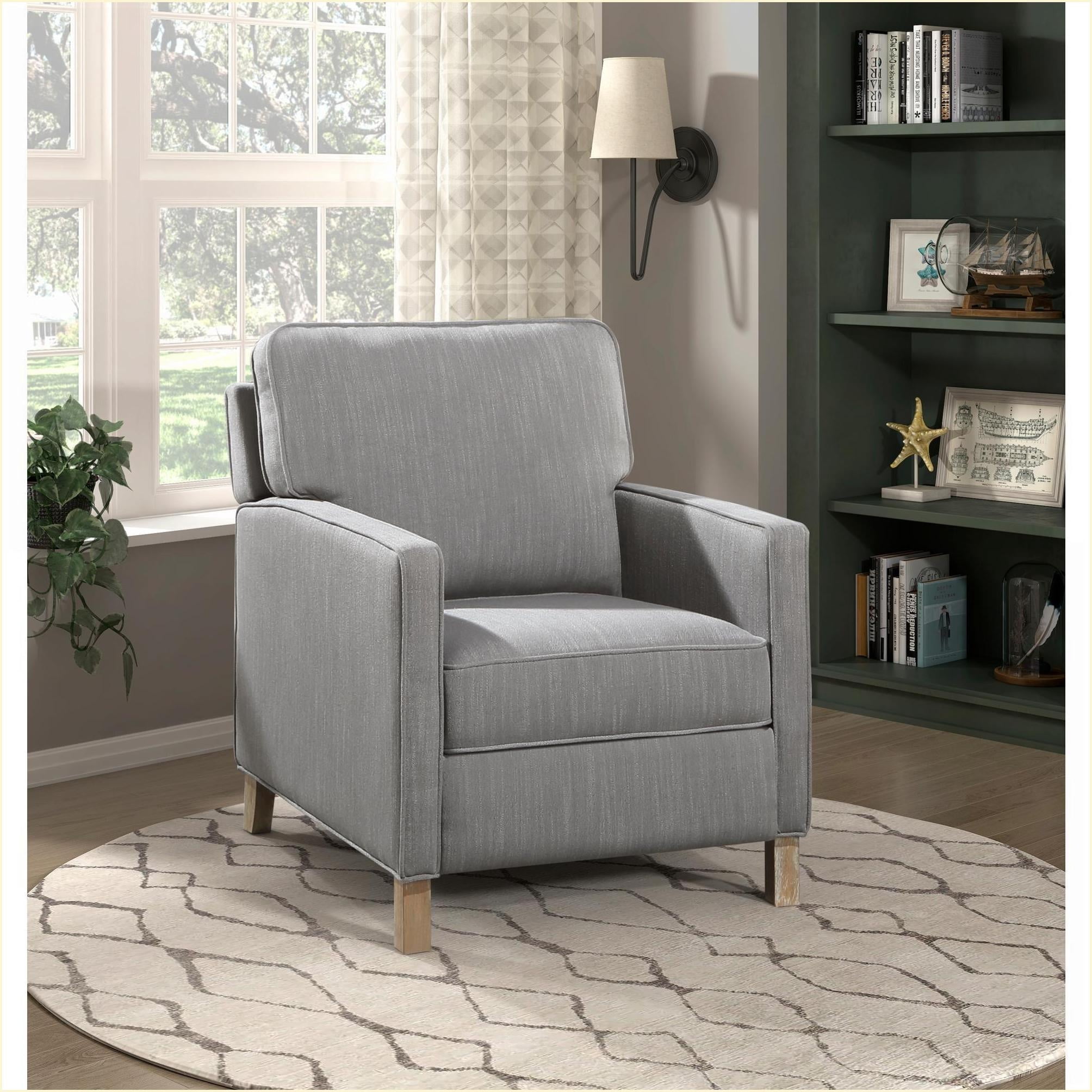 Recliners Traditional Push Back Reclining Chair Slate Gray Fabric Solid ...