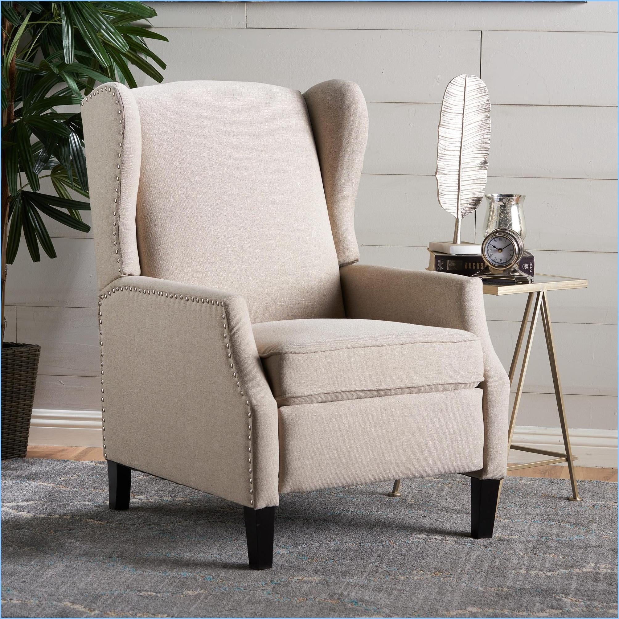 Recliners Traditional Wingback Pushback Chair with Nailhead Trim ...