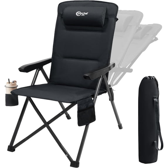 Reclining Camping Chair with Adjustable Back and Lumbar Support ...