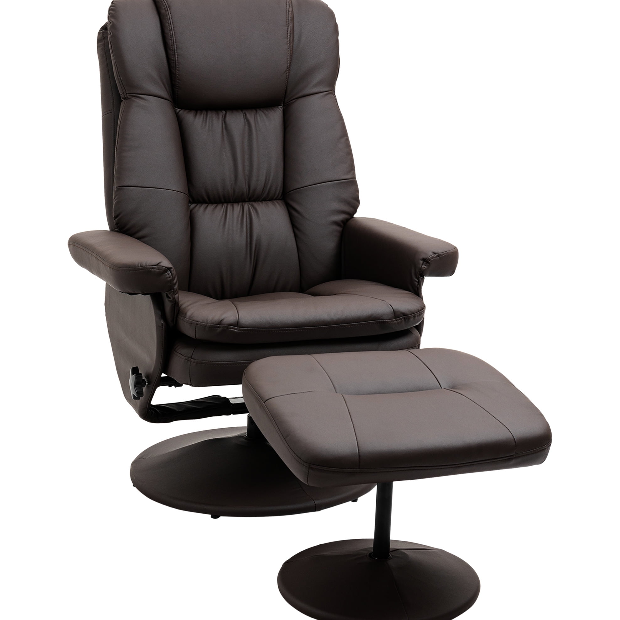 Reclining Chair And , Brown Faux Leather, Relaxing Seat, 360° Turning ...