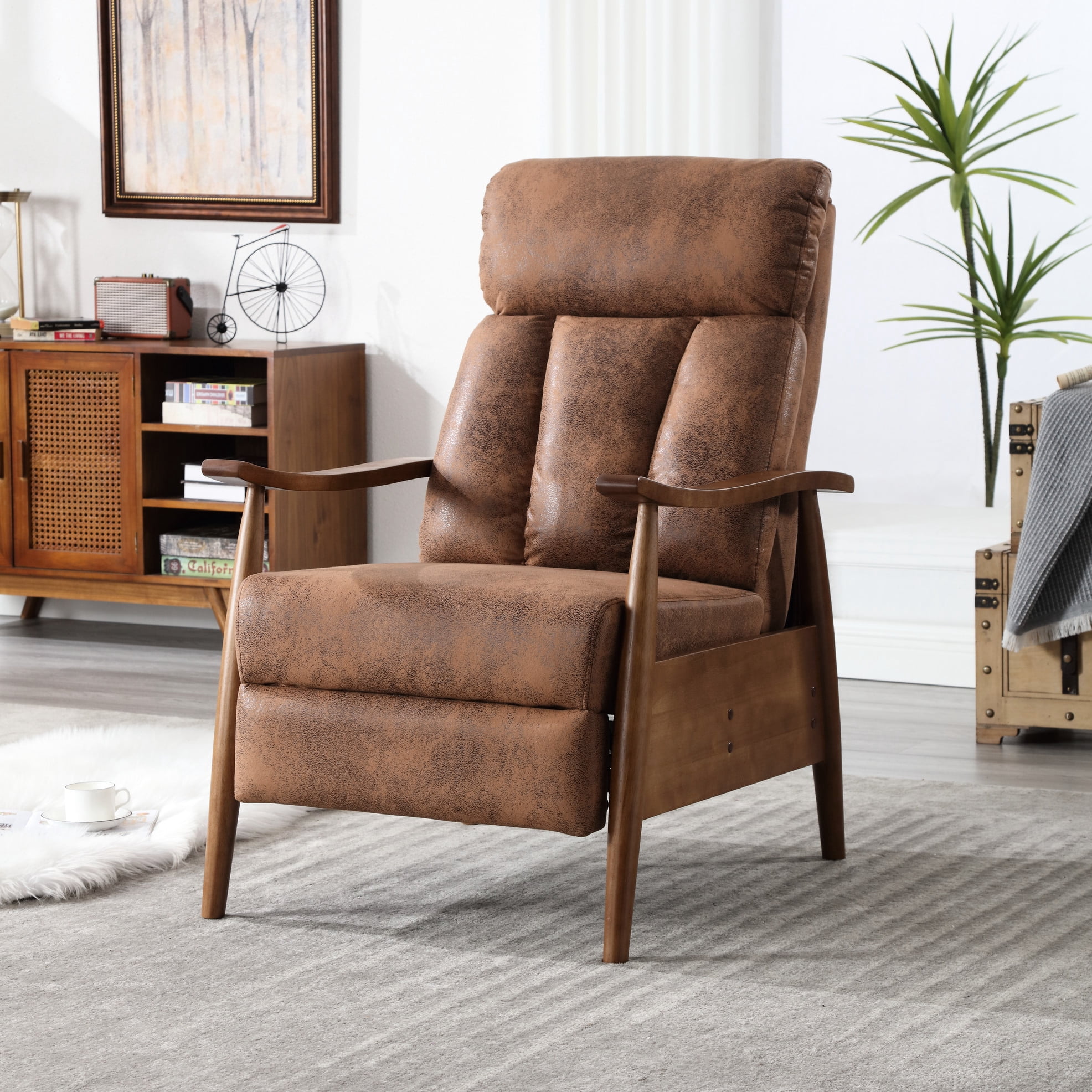 Reclining Chair For Living Area - High Foam & Adjustable Feet Comfy ...