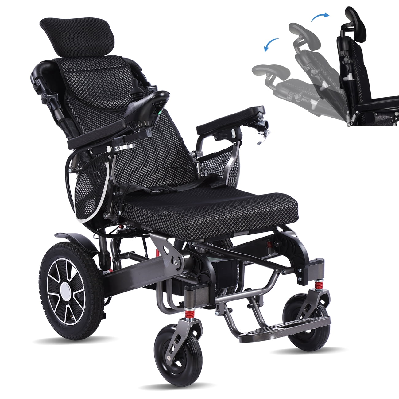 Reclining Electric Wheelchair 20 Miles Long Range Lightweight Foldable ...