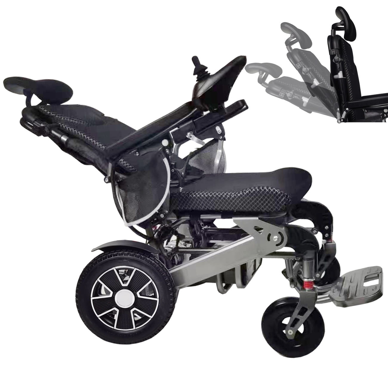 Reclining Electric Wheelchair 20 Miles Long Range Lightweight Foldable ...