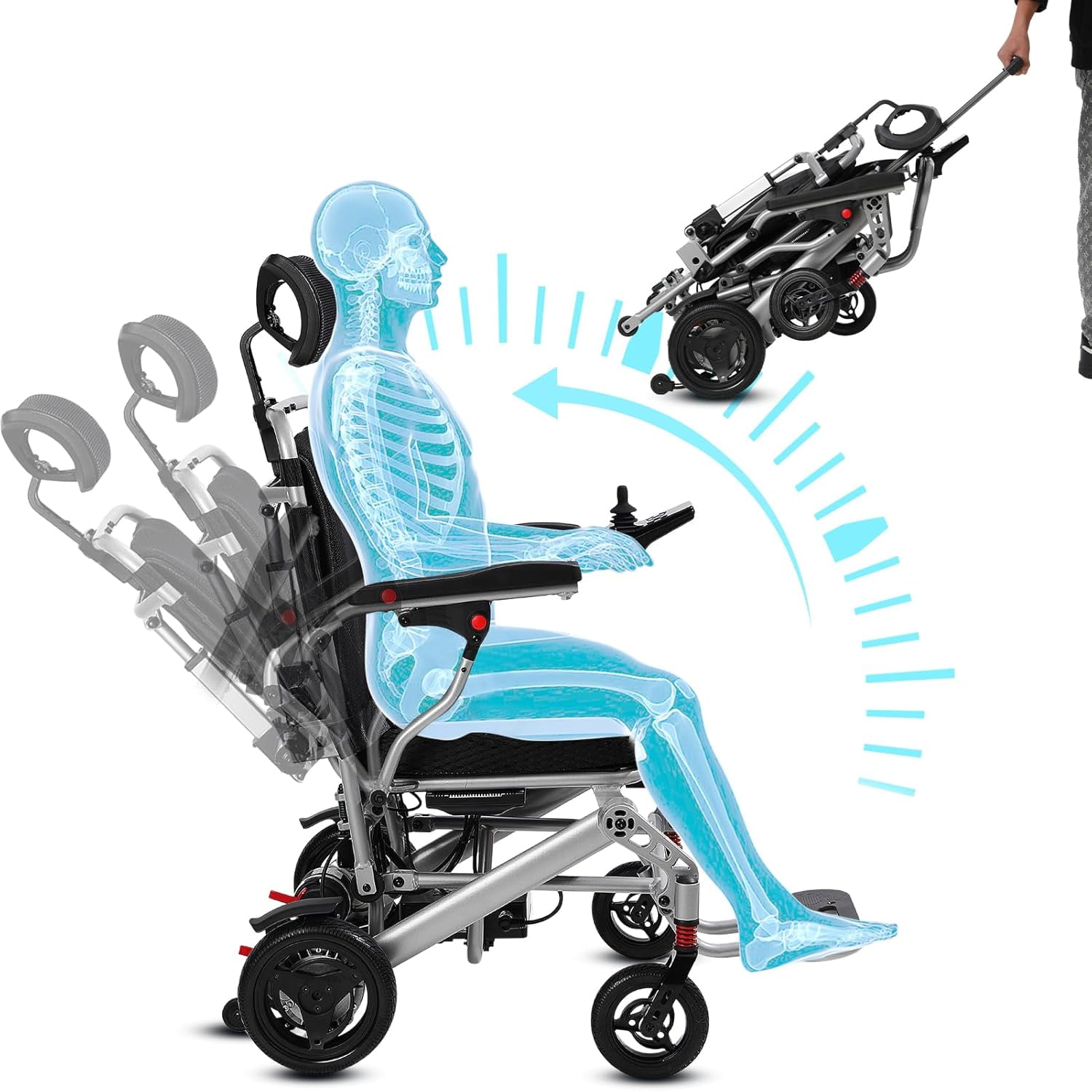 WEYRAL Reclining Electric Wheelchair with Adjustable Headrest for ...