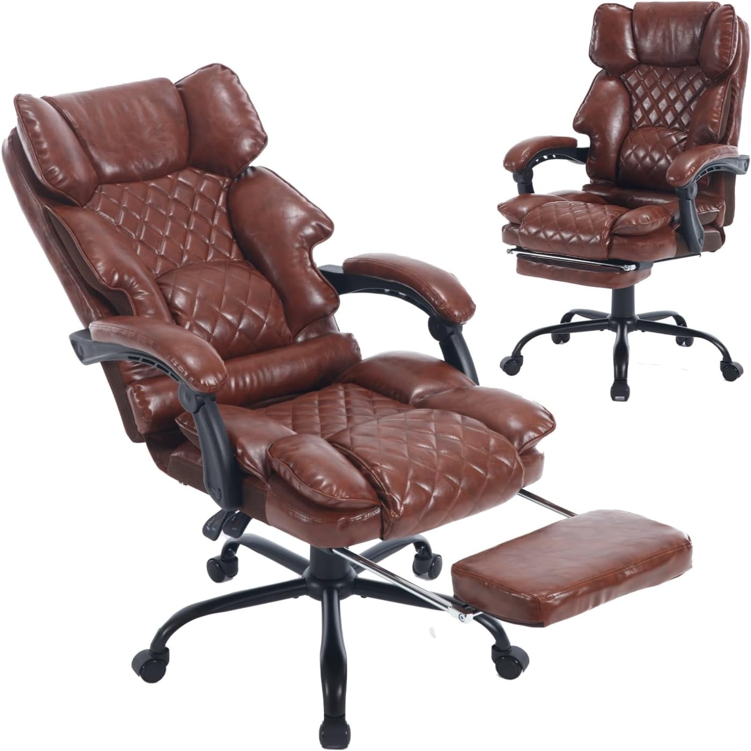 Reclining Executive Office Chair with Footrest Ergonomic Office Desk ...