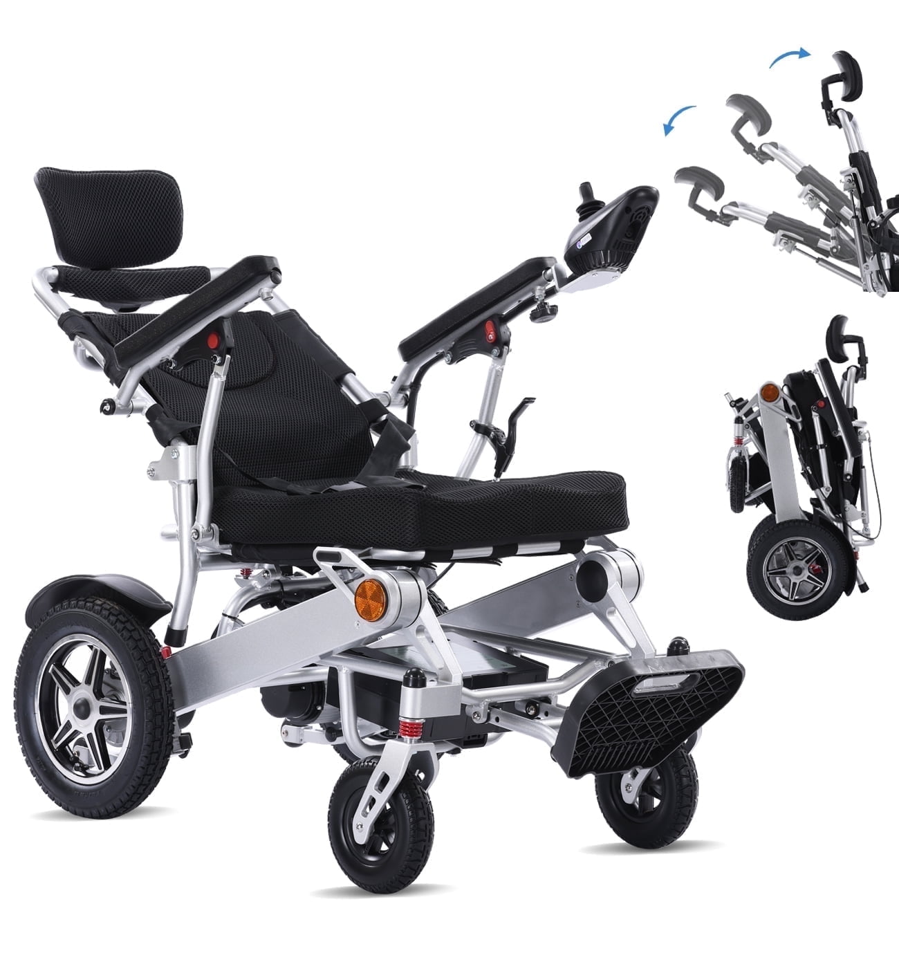 EazinGo Foldable Electric Wheelchair, Reclining, 20Ah Support, 330lbs ...