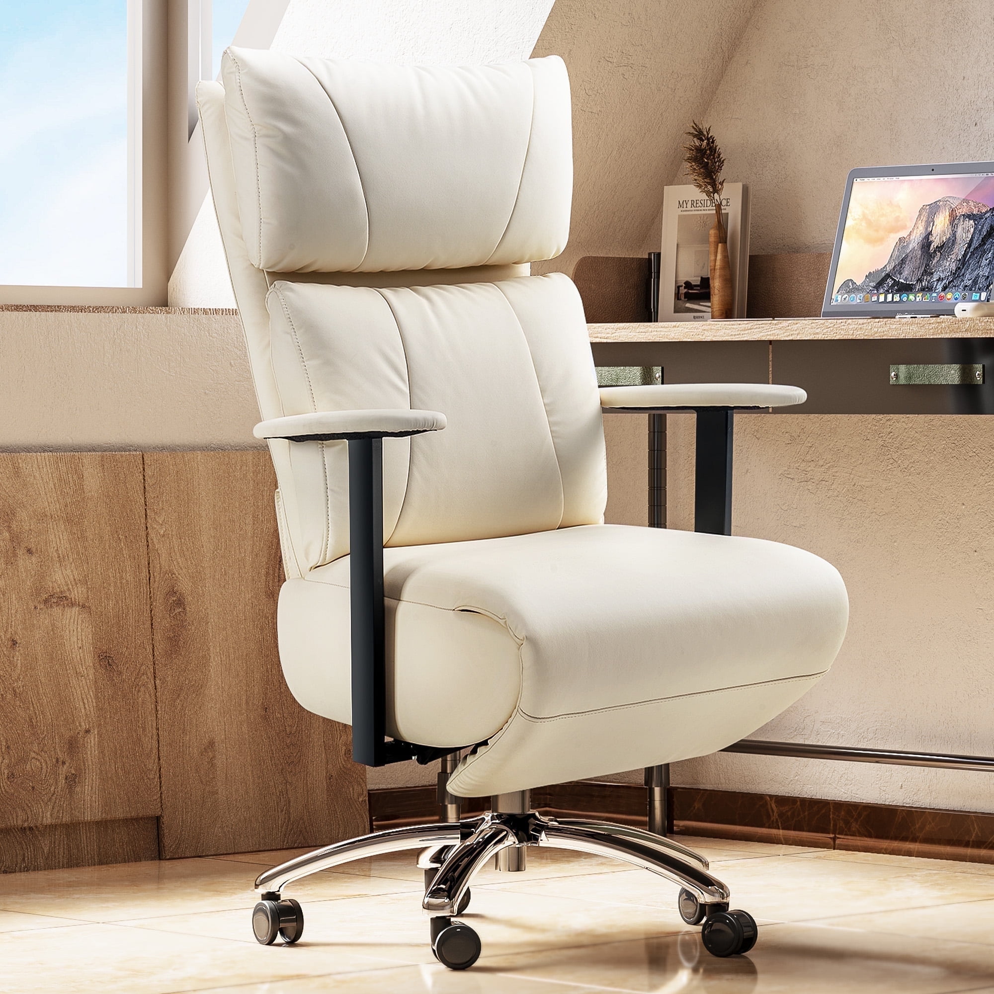 Reclining Office Chair with Footrest and Headrest – 170° Recline, Thick ...