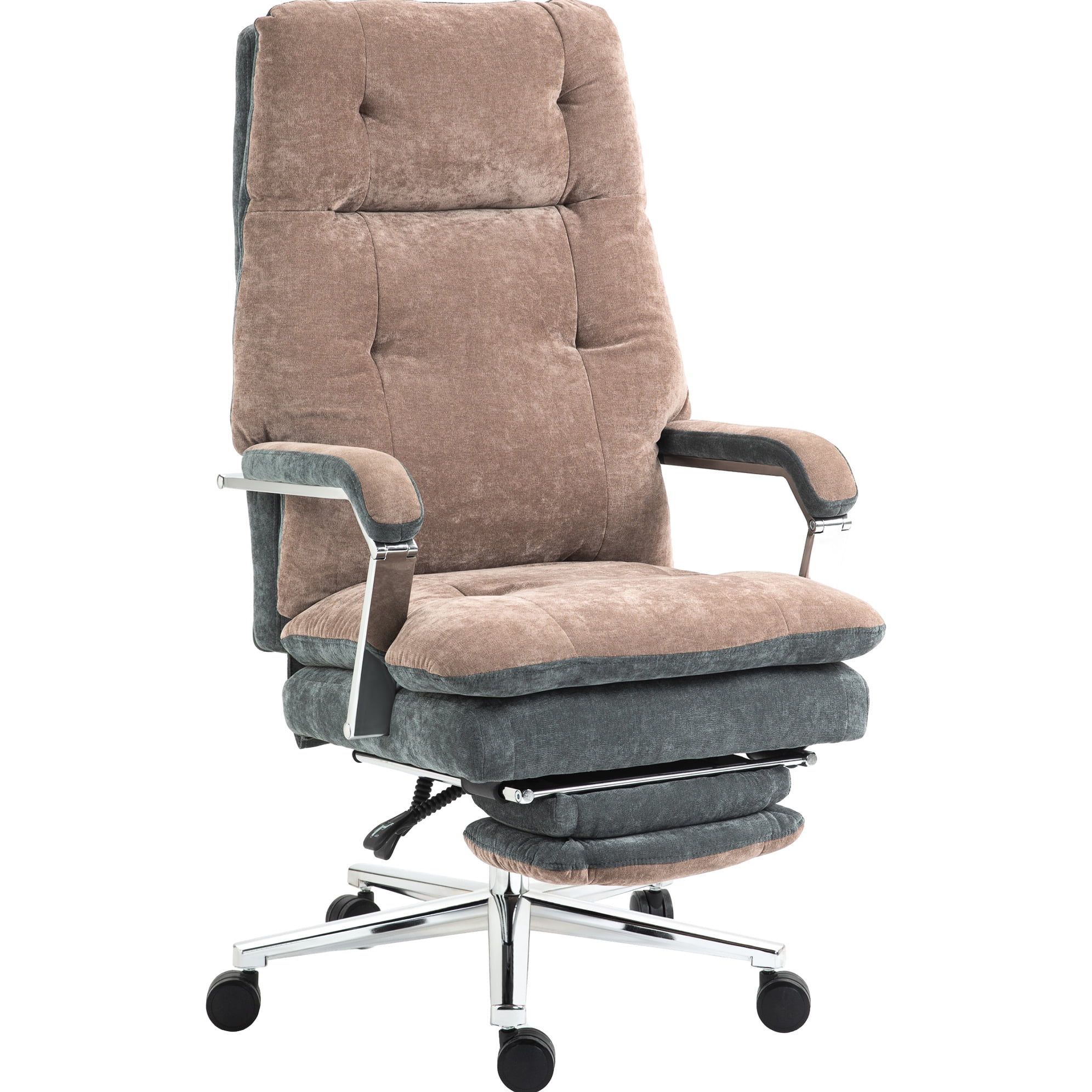 Reclining Office Desk Chair, Fabric, Coffee, 400 Lbs Weight Capacity ...