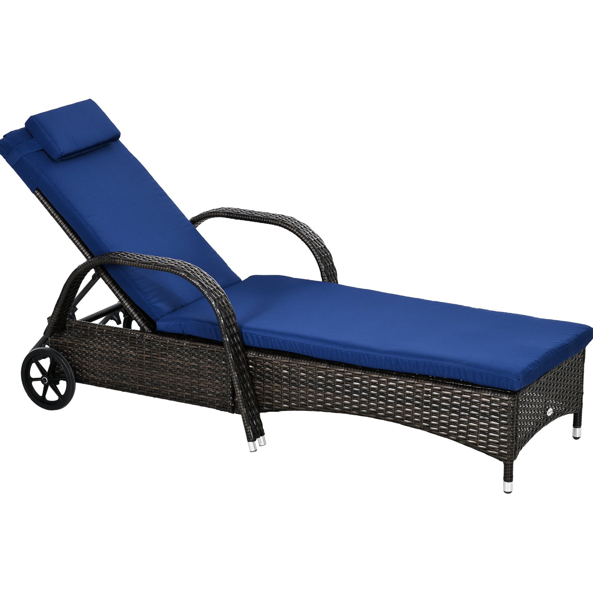 Reclining Pool Lounge Chair With 5 Settings, Wheels, Cushion & , Brown ...