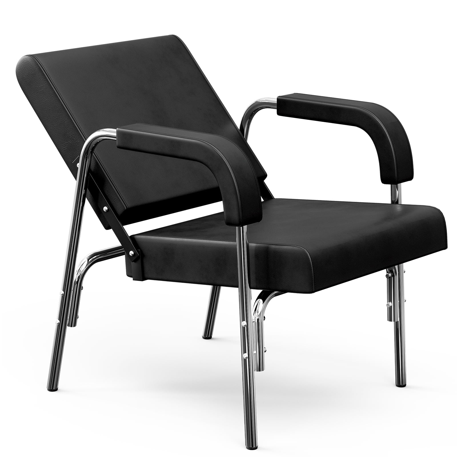 Reclining Shampoo Chair for Salon, PVC Leather Hair Cutting Chairs ...