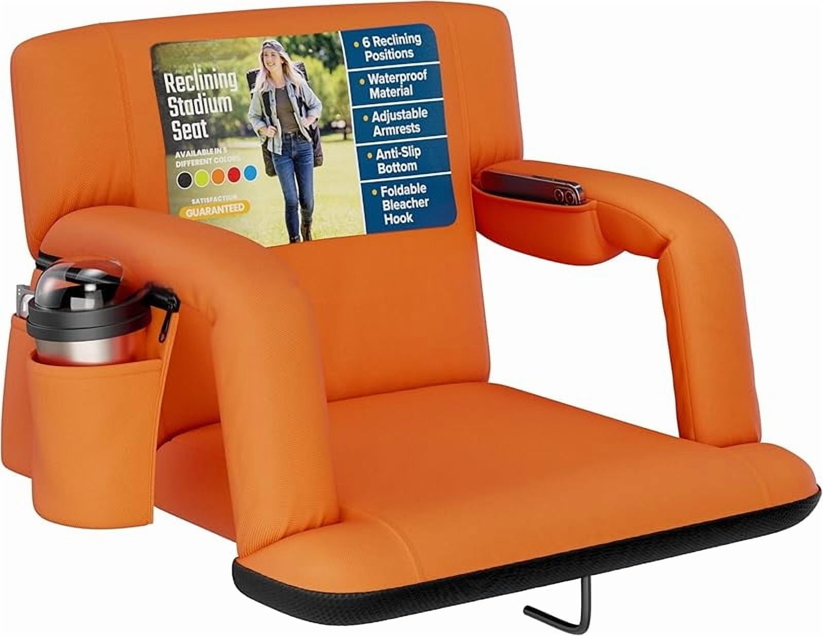 Reclining Stadium Seat – Wide Bleacher Chair with Back Support and ...