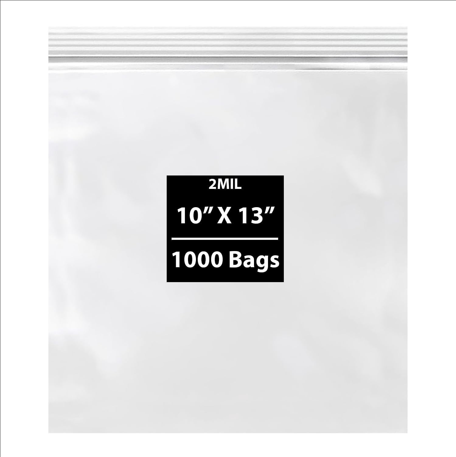 Reclosable Poly Bags 10x13 & (1000 Bags) - 2 Mil Clear Plastic with ...