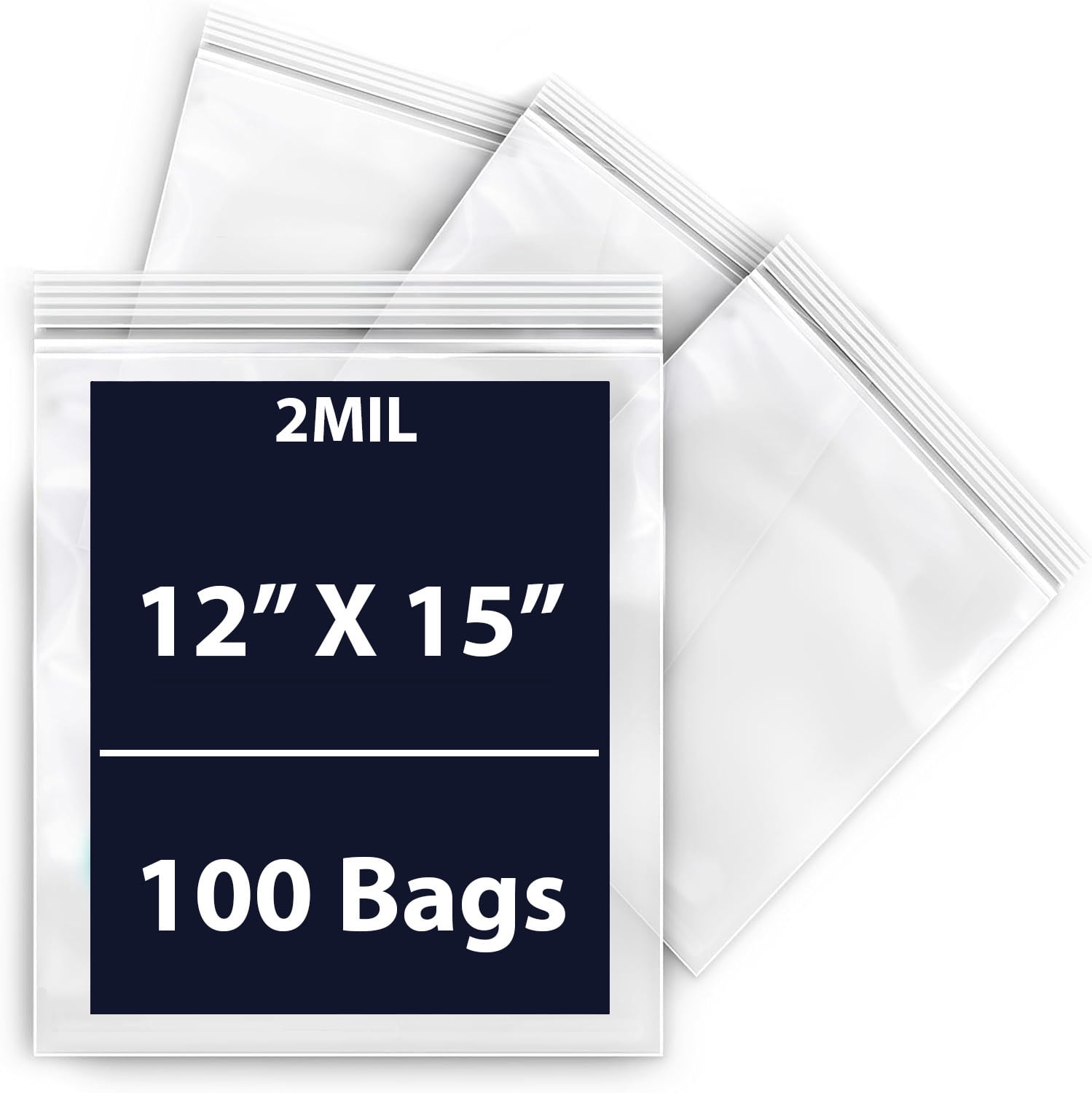 Reclosable Poly Bags 12x15 & (100 Bags) - 2 Mil Clear Plastic with ...