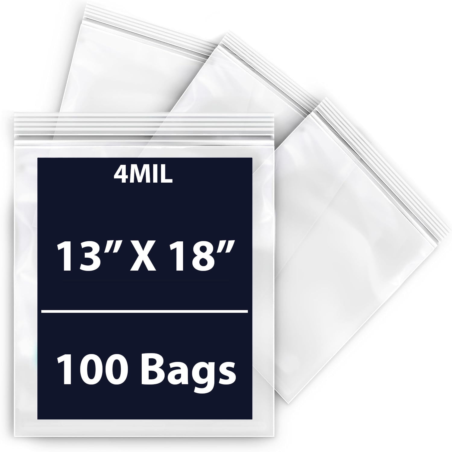 Reclosable Poly Bags - 13 x 18-100 Bags 4 Mil Clear Plastic with ...