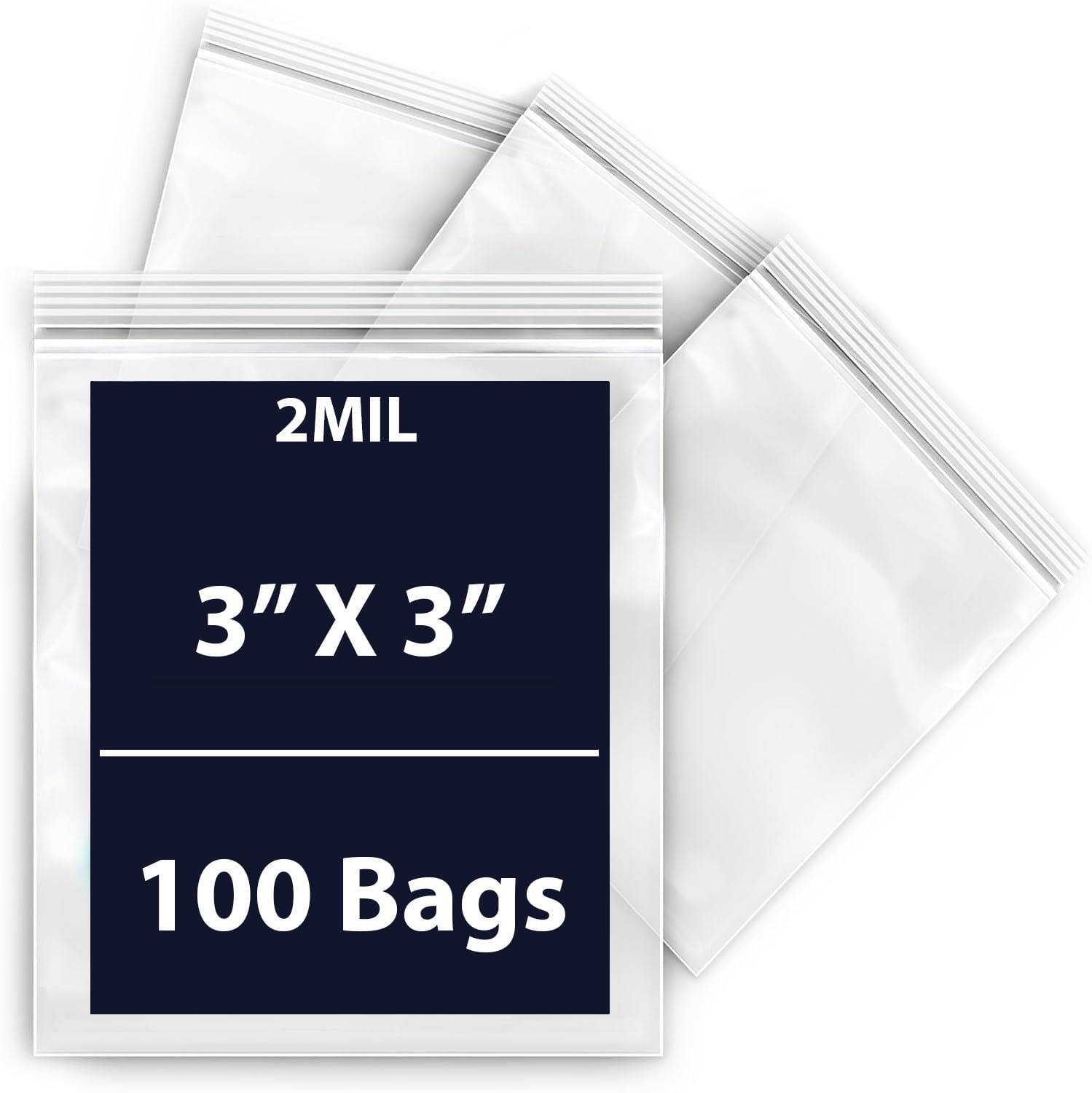 Reclosable Poly Bags 3x3 & (100 Bags) - 2 Mil Clear Plastic with ...