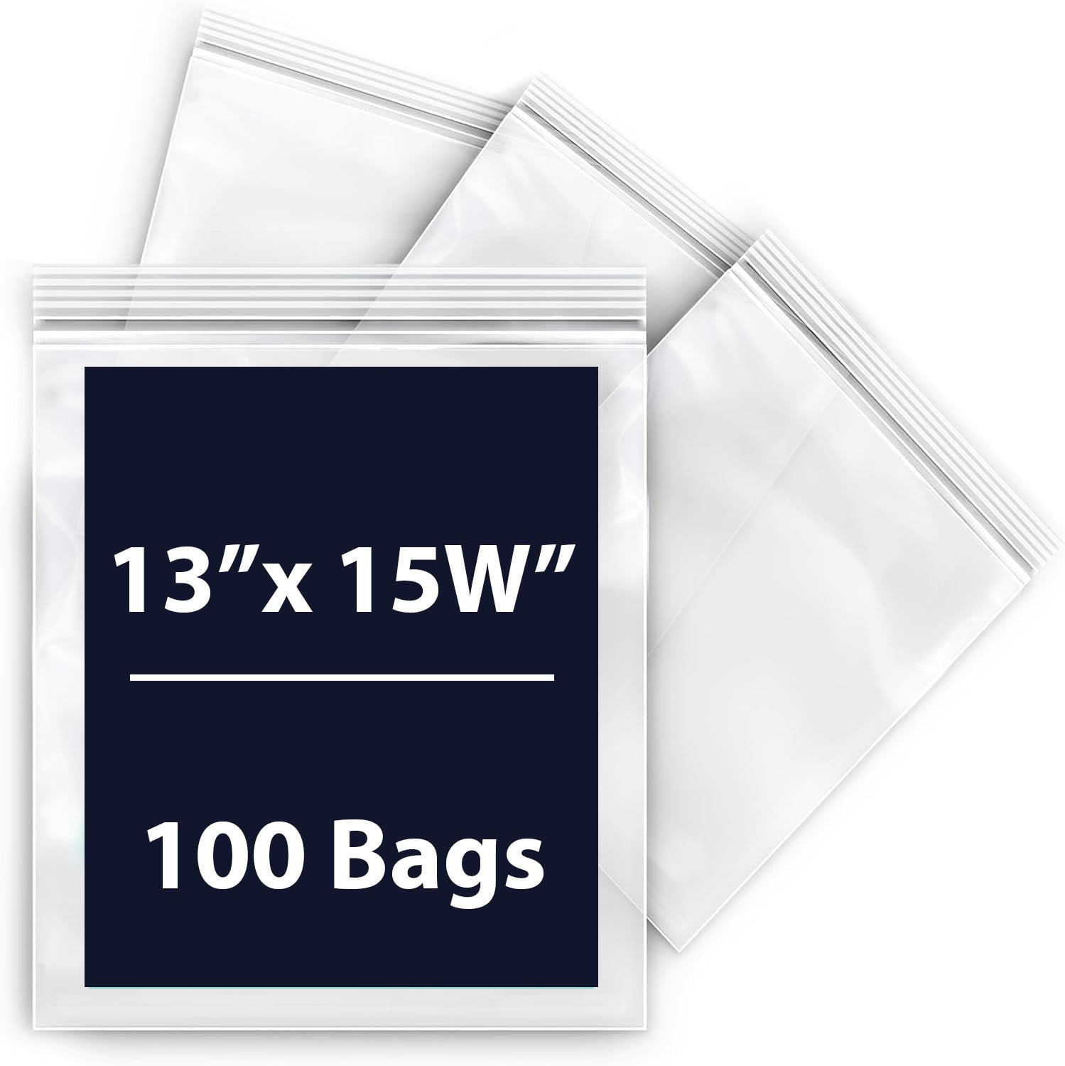 Reclosable Poly Bags White Block - 13x15W & (100 Bags) 2 Mil Clear ...