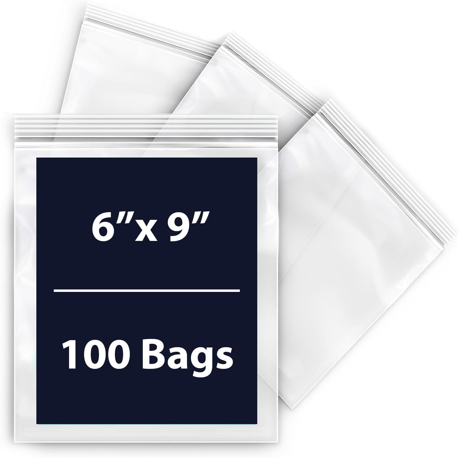 Reclosable Poly Bags White Block - 6 x 9 W & (100 Bags) 4 Mil Clear ...