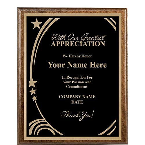 Recognition Plaque, 8x10 Custom Engraved with Our Greatest Appreciation ...