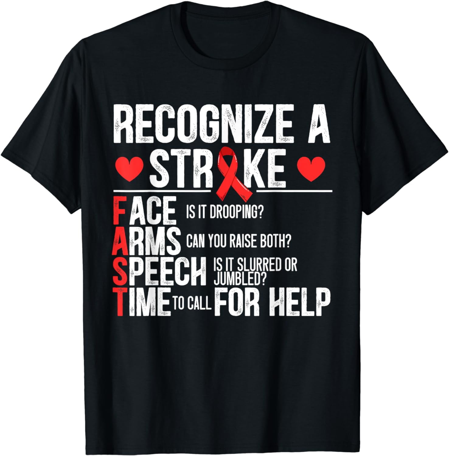 Recognize A Stroke Awareness Brain Attack I Wear Red Cotton T-Shirt ...