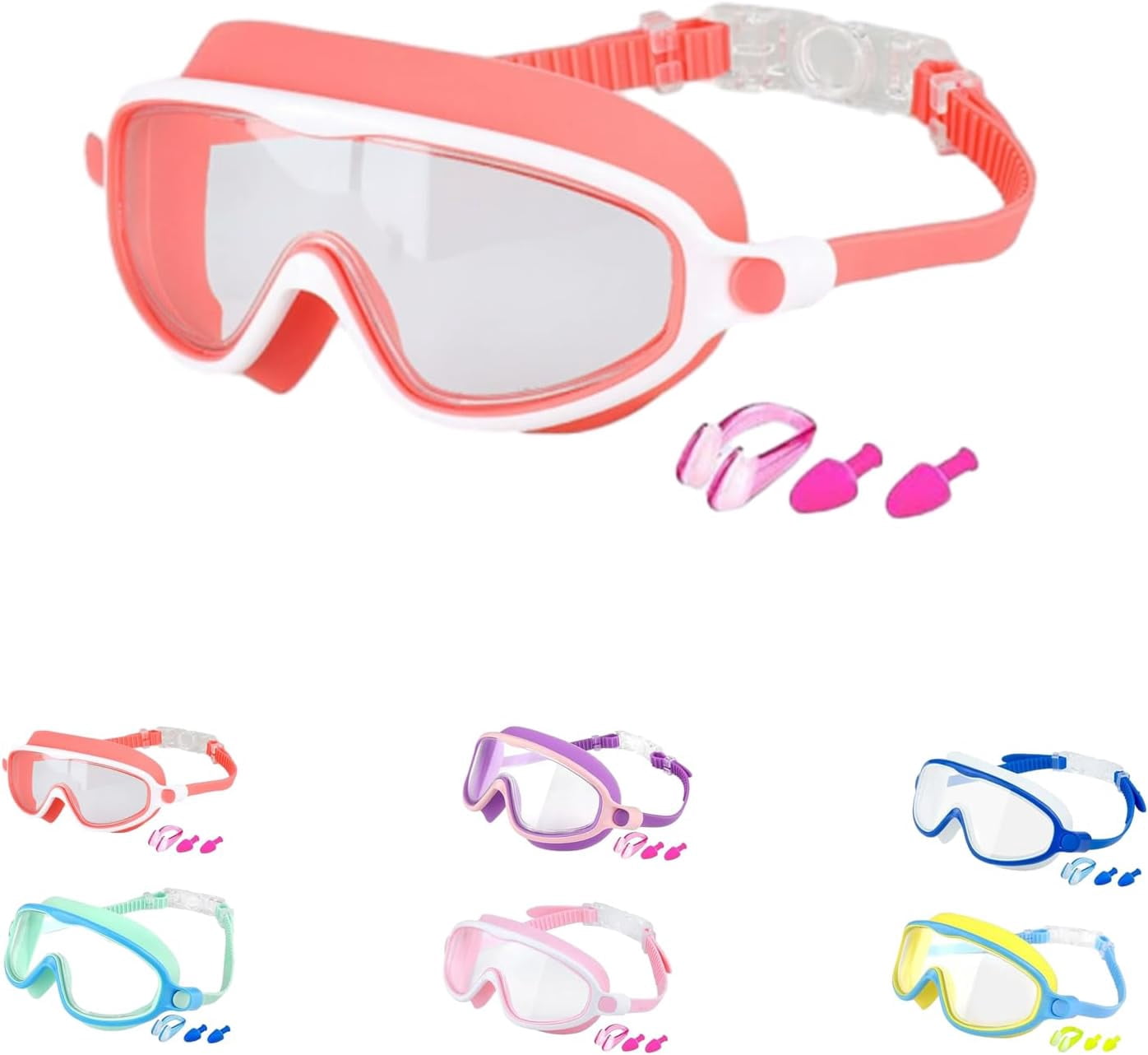 Recognizeknow Swim Goggles, HD Children's Large Frame Waterproof and ...