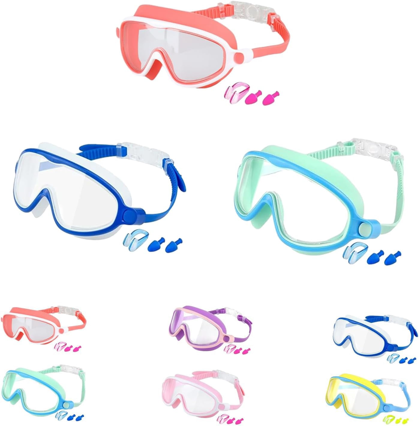 Recognizeknow Swim Goggles, HD Children's Large Frame Waterproof and ...