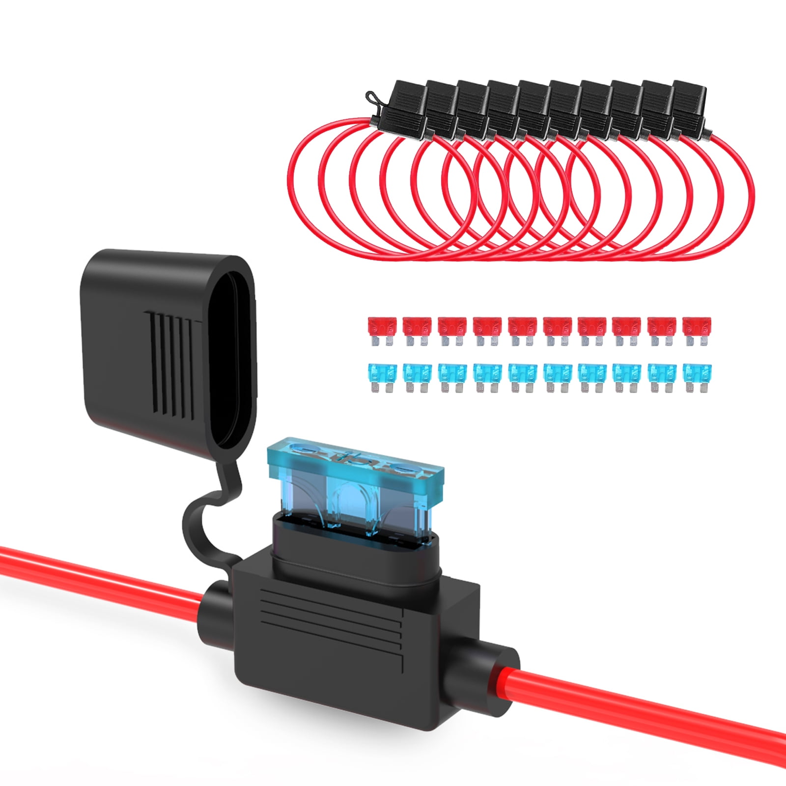 Recoil FHMA16-10 10 Pack Mini ATS Inline 16AWG Fuse Holder with 10pcs ...