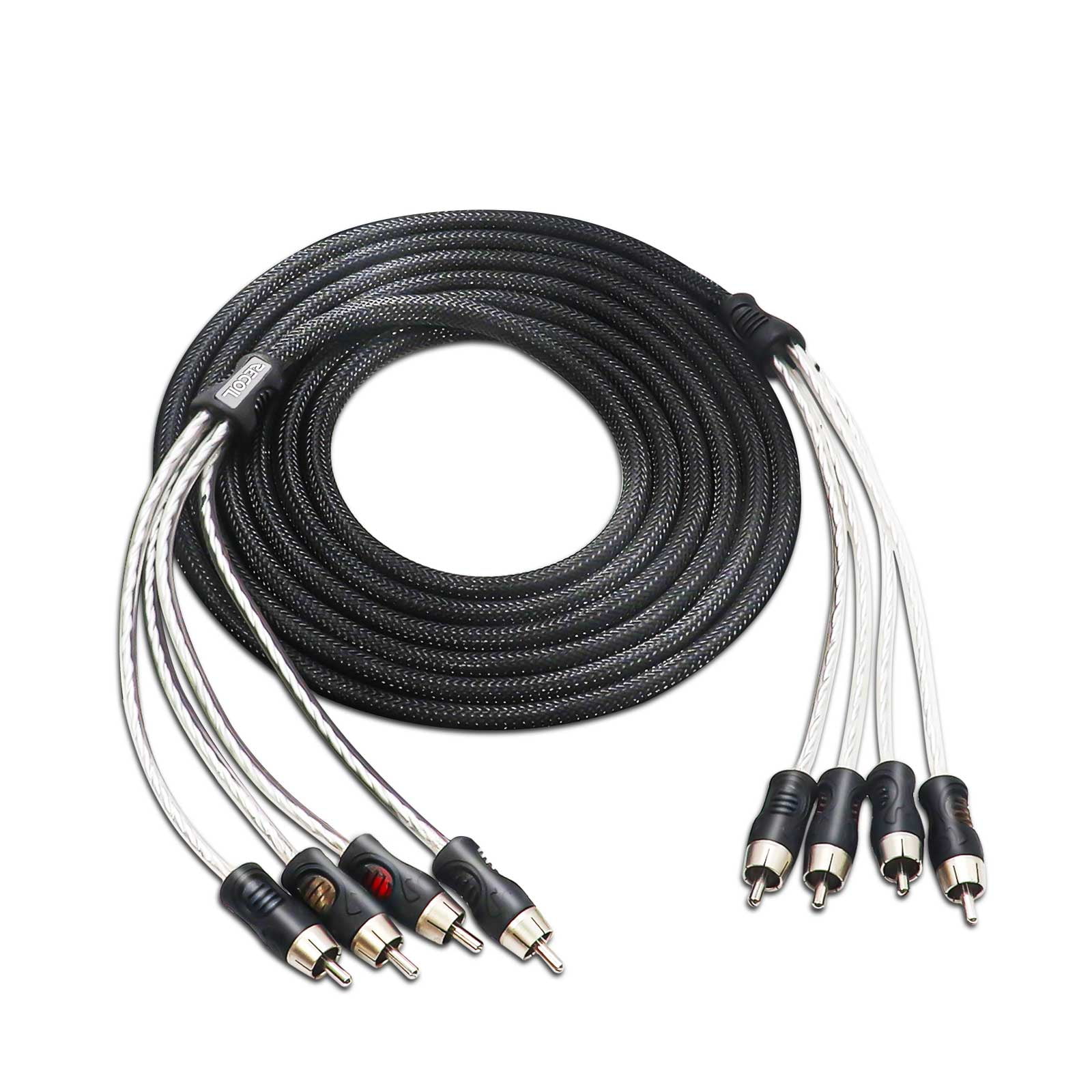 Recoil PCI412 Premium 100% Oxygen Free Copper 12ft 4-Channel RCA Audio ...