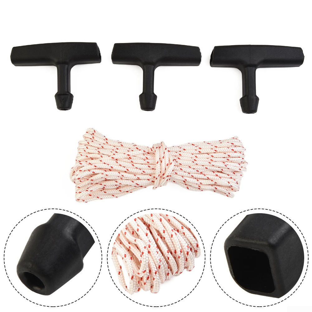 Recoil Starter Rope 10m 3.0mm with 3 Starter Handle suitable for lawn ...